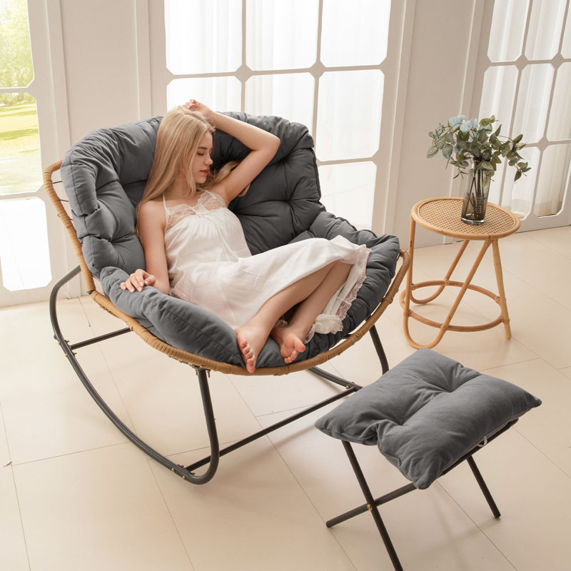 Anastassia Rocking Chair with a Footstool Gray